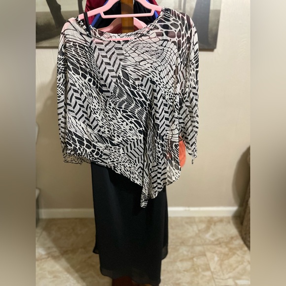Donna Ricco | Dresses | Donna Ricco Black And White Asymmetrical Dress ...